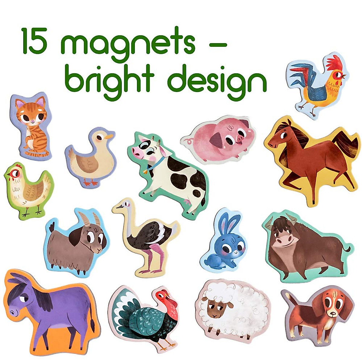 MAGDUM FARM animal magnets -real LARGE fridge magnets for toddlers- Magnetic EDUcational toys baby 3 year old baby LEARNing magnets for kids- Speech development toys - Kid magnets for Magnetic THEATRE