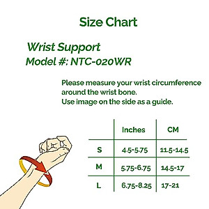 NeoTech Care Wrist Band - Light, Elastic, Men, Women, Right or Left - Grey Color (Size S, 1 Pair)