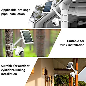2-in-1 Pole Mounting Bracket for Stick Up Cam ProSolar Panel, Spotlight Cam Battery and Stick Up Cam Battery Outdoor Mount Accessories for Ring Solar Panel (White, not Apply to Spotlight Cam Pro/Plus)