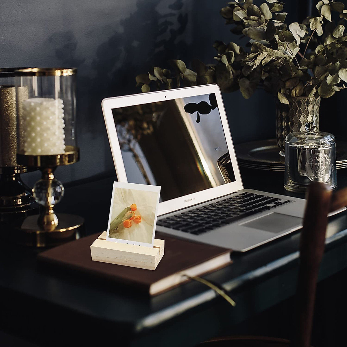 FSWCCK 40 Pieces Wood Place Card Holders Wood Table Number Stands Picture Holder Acrylic Sign Holdersr for Ceremony Birthday Party Home Decoration