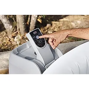 Bestway St. Lucia SaluSpa 2 to 3 Person Inflatable Round Outdoor Hot Tub with 110 Soothing AirJets, Filter Cartridge, Pump, and Insulated Cover, Gray