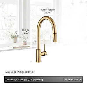 AguaStella AS60BG Brushed Gold Pull Down Kitchen Faucet and ASD52BG Brushed Gold Deck Plate Combination
