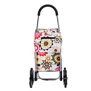 SH-gwtc Shopping Trolley,Foldable Shopping Cart Six Wheels Climbing Trolly/Aluminum Alloy/Waterproof Shopping Bag (Color : A)