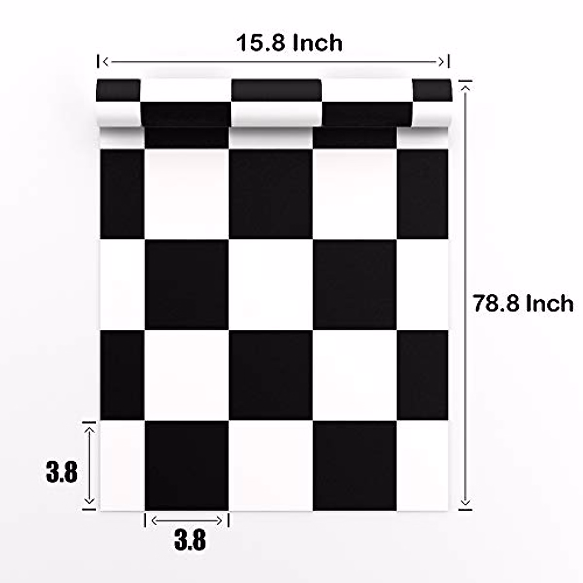 Livelynine Checkered Black and White Vinyl Flooring Roll 15.8x78.8 in Floor Contact Paper Waterproof Peel and Stick Tile Flooring for kitchen Linoleum Bathroom Wallpaper Self Adhesive Wall Covering