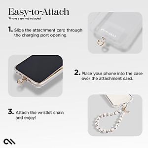 Case-Mate Phone Charm with Beaded Marble | Detachable Anti Theft Phone Strap | Hands-Free iPhone Wrist Strap for Women | Phone Chain Wristlet - Fits Apple, Samsung, Google Pixel & More | White Marble
