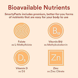 SmartyPants Organic Kids Multivitamin Gummies: Probiotics, Omega 3 (ALA), Vitamin D3, C, Vitamin B12, B6, Vitamin A, K & Zinc for Immune Support, Three Fruit Flavors, 120 Count (30 Day Supply)