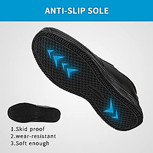 TIFMXWI Men's and Women's Food Service Shoes, Professional Non Slip Oil Water Resistant Chef Shoes，no Laces Comfort Restaurant, Work & Safety Footwear（Black 43）