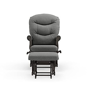 Dutailier Adele 2533 Wood Glider Multiposition-Lock Recline with Ottoman, Espresso/Dark Grey