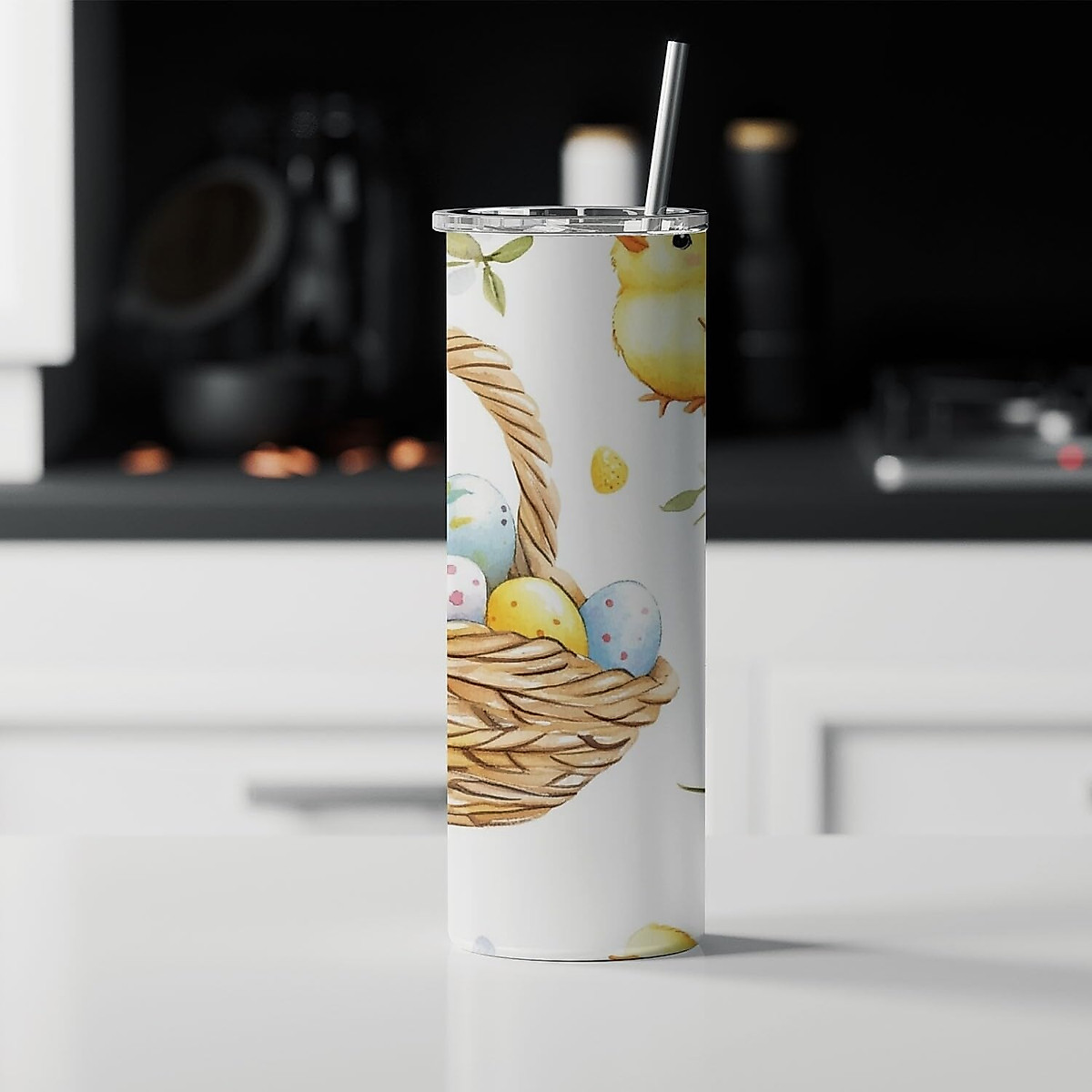 Tumbler with Lid and Straw A Loving Chicken Family Thermos Coffee Travel Mug Cute Cups 20 oz Insulated Tumbler for Daily Holiday Decor Gift Coffee Cup