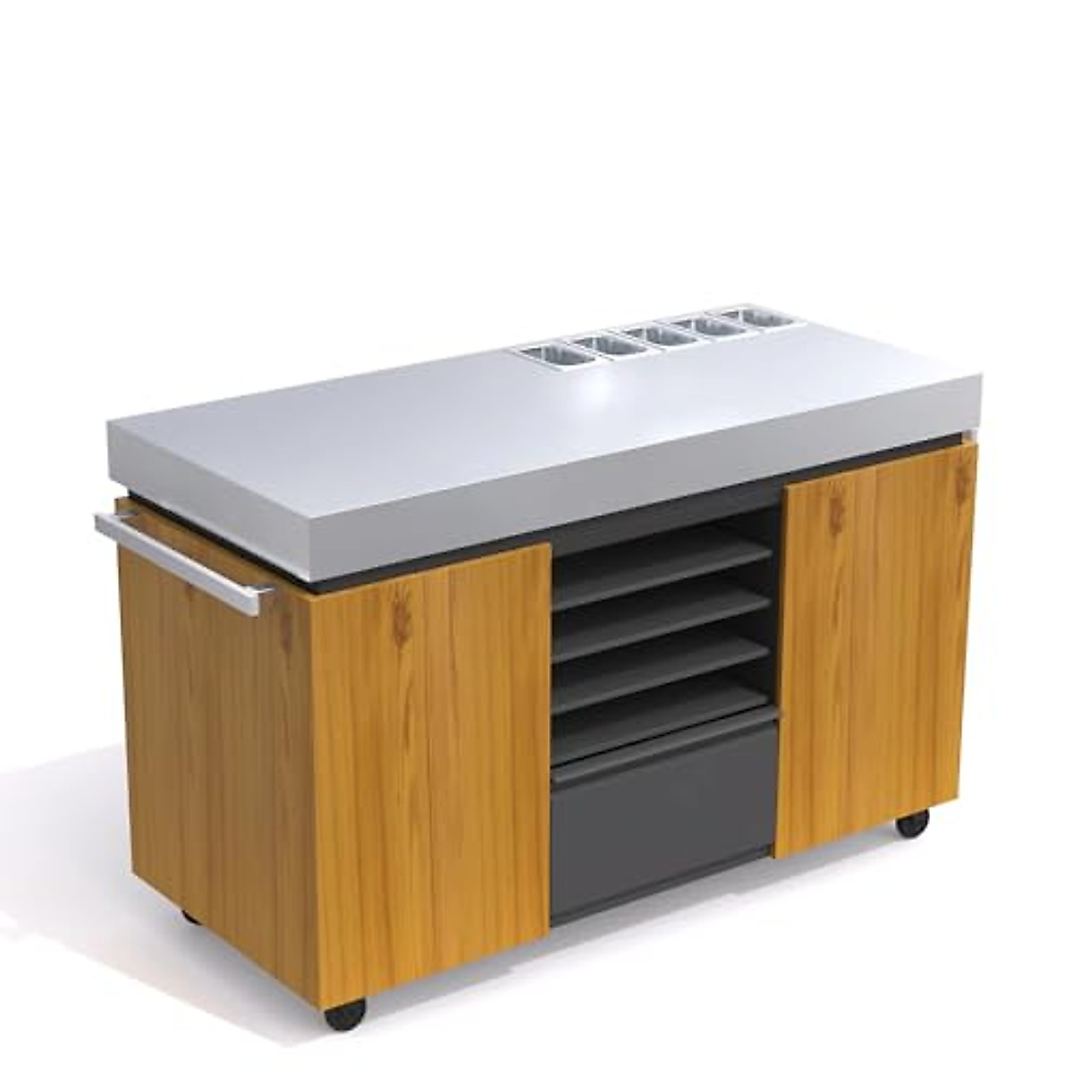 Everdure Pizza Oven Station - Preparation Cart with Stainless Steel Countertop, Four Slide Out Shelves, On Wheels for Portability