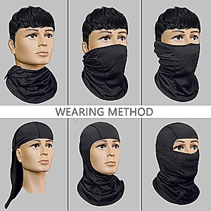 HamLen Headwear Balaclava Face Mask UV Protection for Men Women Ski Sun Hood Tactical Cycling Sports Masks (Black)