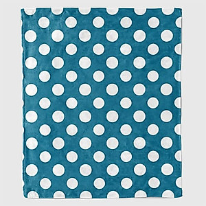 Porter ST. Sofa Couch 50" x 60" Decorative Polka Dots Blue Arctic Fleece Throw Blanket