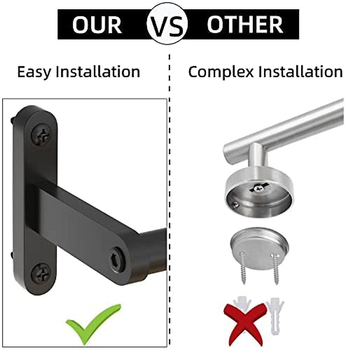 24 Inch Matte Black Towel Bar for Bathroom, Sturdy Wall Mounted Towel Racks for Bathroom Rustproof Stainless Steel Dish Cloth Hand Towel Holder for Bath Vanity Kitchen Door Shower Accessories