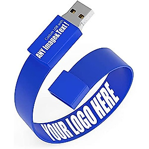 MEINAMI Customised Wristband USB Flash Drive Personalised Silicone Memory Stick, Custom Thumb Drive with Logo Printed 4GB 50 Pack
