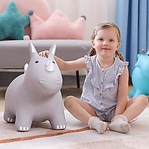 ZOOJOY Bouncy Horse Animals Hopper,Inflatable Bouncing Horse Jumping Animals for Toddlers,Ride On Hopping Toys for Girls/Boys,Great Gift W/P (Grey)