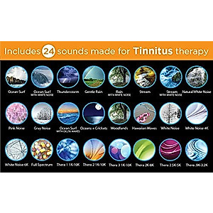 Sound Oasis Tinnitus Sound Therapy System, 24 Dr. Developed Sounds, Manage Tinnitus, Sleep Enhancement Lulls You to Sleep, Ear Ringing & Noise Relief, Privacy, Alarm w/Chime, Auto-Off Sleep Timer