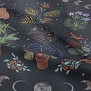 PATCHWORK Botanical Moon Phase Tapestry, Moonlit Garden Wall Hanging Nature Floral Plant Tapestries Mysterious Tapestry Gift Art Home Bedroom Decor Living Room (51.2 inch x 59.1 )