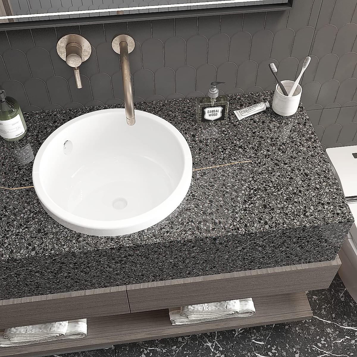 VEELIKE 15.7''x 118'' Granite Contact Paper for Kitchen Countertops Waterproof Marble Contact Paper Peel and Stick for Bathroom Counter Top Self Adhesive Vinyl