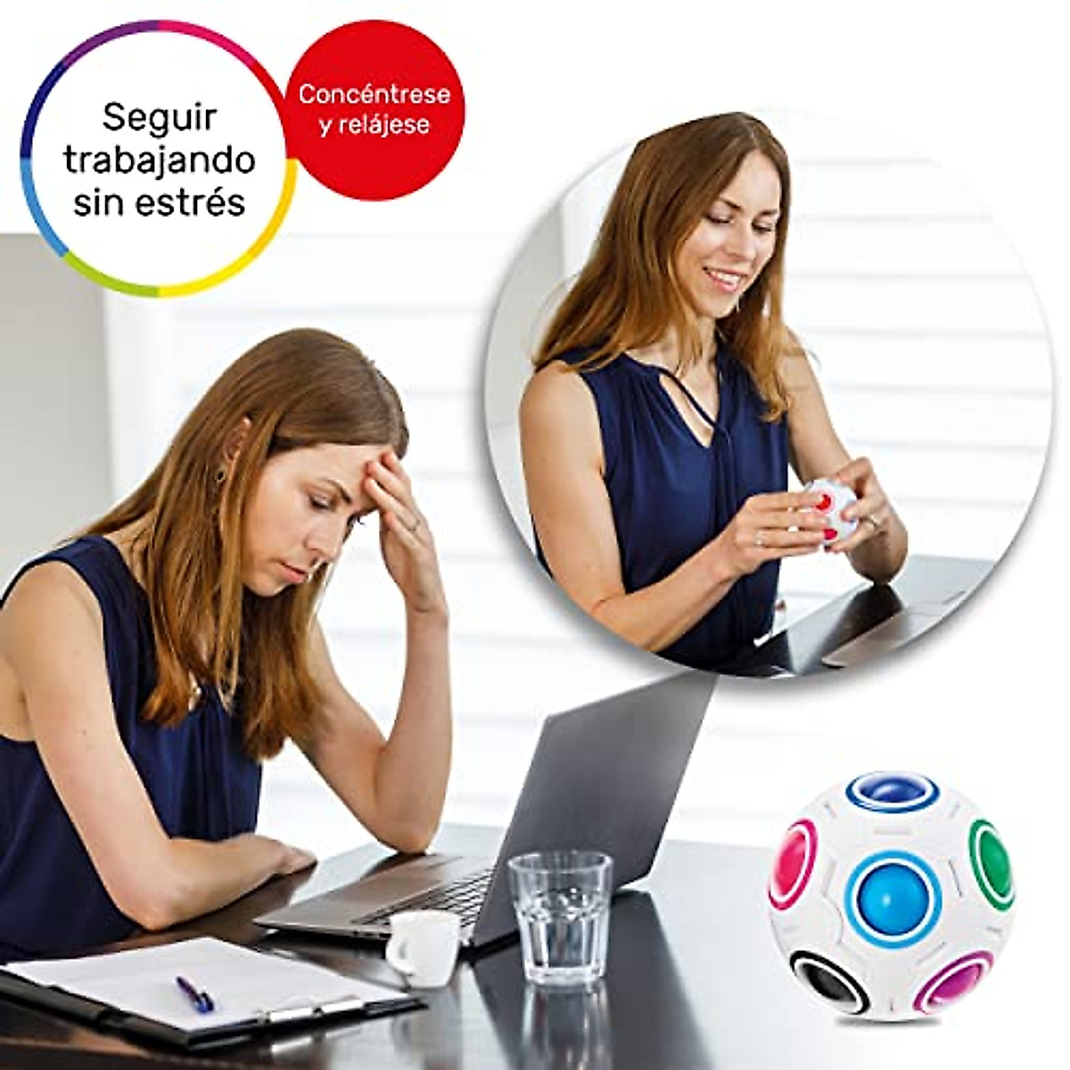 CUBIDI® Original Rainbow Puzzle Ball I Brain Teasers for Kids Ages 6-10 I for Boys and Girls 6+ Years I Travel Toy for Children | Fidget Ball Magic Ball