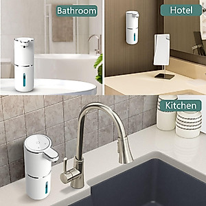 Automatic Soap Dispenser – Touchless Foaming Soap Dispenser 400ml USB Rechargeable Dispenser Electric Wall Mounted 4levels Adjustable Foam Soap Dispenser Pump for Bathroom Kitchen Dish Soap