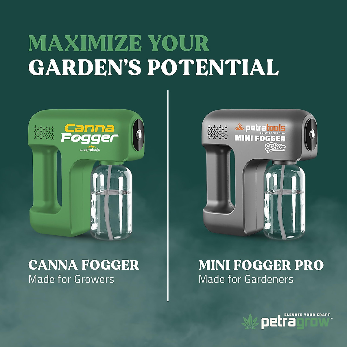 PetraTools Mini Fogger Pro - Two Sprayer Bottle, Mini Fogger Machine, Plant Atomizer, Fogger for Plants, Water Mister Sprayer for Pest Control for Indoor Plants & Outdoor Plants (Includes 2nd Bottle)