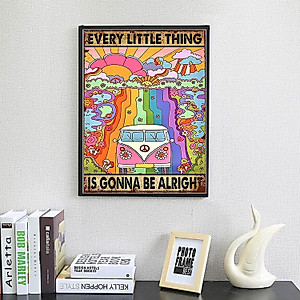 GemZono Diamond Painting Kits for Adults, Rainbow Bus Diamond Art Kits, Every Little Thing is Gonna Be Alright Diamond Painting Dots Art for for Home Wall Decor (12X16 inch/ 30X40cm)