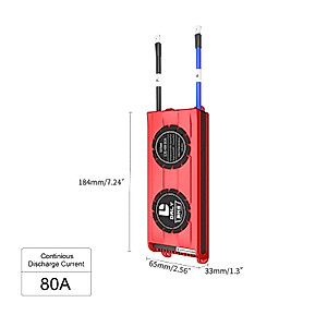DALY BMS 13S 48V 80A Li-ion Battery Protection Module PCB Protection Board with Balance Leads BMS for 18650 Battery Pack 48V(Standard BMS,80A Fan)
