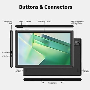 SGIN Android 12 Tablet, 10 Inch 4GB RAM 64GB ROM Tablets with Octa-Core 2.0Ghz Processor, 1280 * 800 Pixel IPS Screen, 2MP+5MP Camera, 6000mAh, GPS, WiFi, Bluetooth 5.0