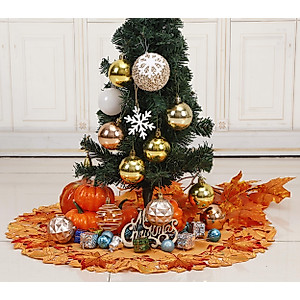 GRANDDECO Christmas Tree Skirt 36 Inch Thanksgiving Fall Tree Mat Harvest Fall Cutwork Embroidered Maple Leaves Xmas Tree Decor for Holiday Party Decorations Indoor Outdoor (Tree Skirt 36" (91cm))