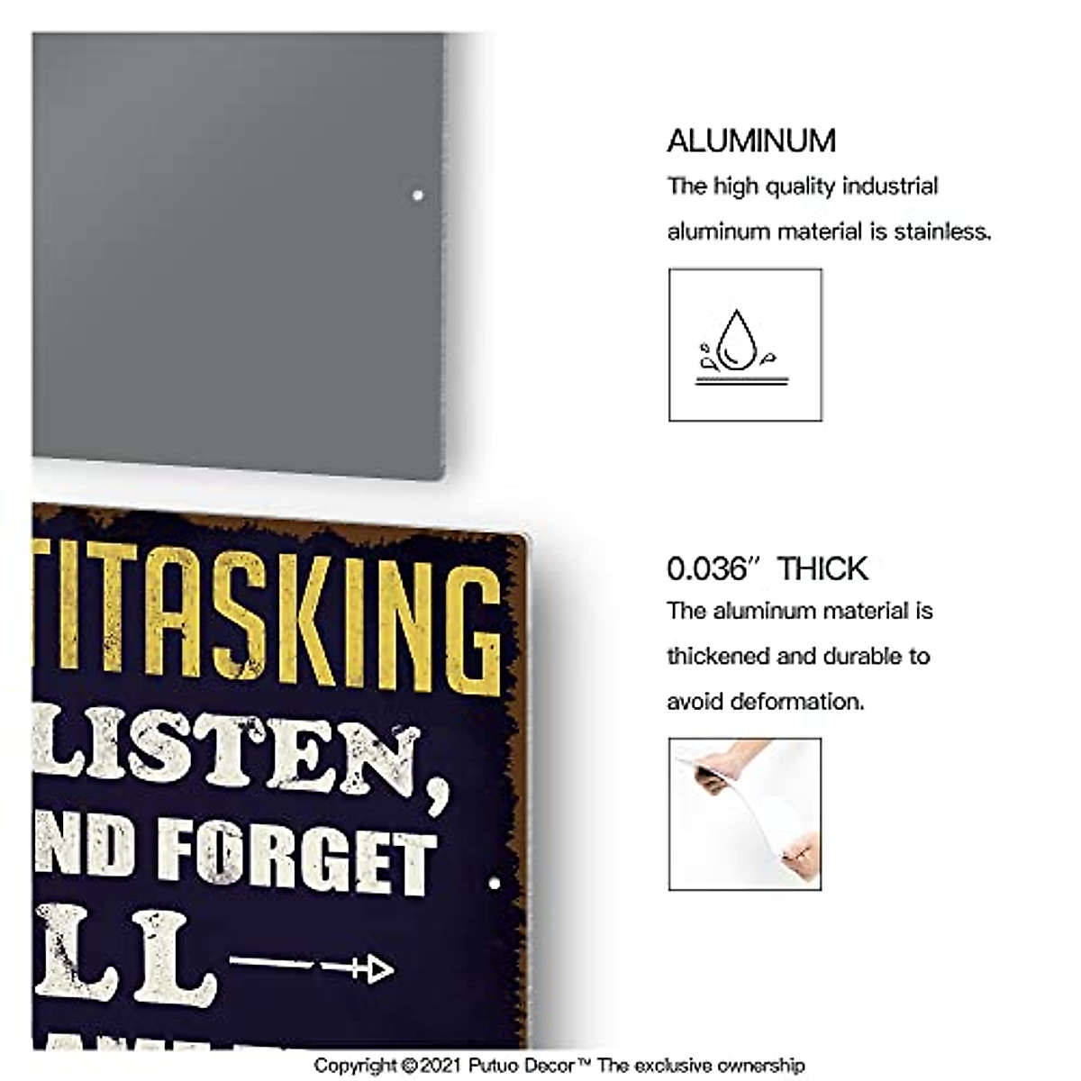 Putuo Decor Funny Sarcastic Metal Tin Sign, I'M Multitasking I Can Listen Ignore and Forget All at The Same Time