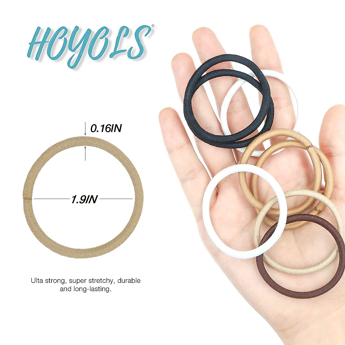 HOYOLS Blonde Ponytail Holders, No Metal Elastic Hair Ties, Braided Hair Bands Scrunchies for Girl Women Medium Hair 50 Count 4mm (Light Blonde)