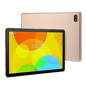 Shanrya 4G LTE Tablet, 10.1 Inch Tablet 1920x1200 Resolution AU Plug 100-240V 8 Core CPU for Android 11.0 for Learning (Gold)