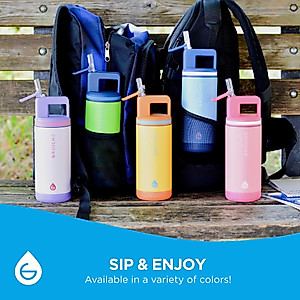GROSCHE Alpine Flip n' Sip 16oz Insulated Kids Water Bottle - Stainless Steel, Leakproof Flask with Straw - Perfect for Gym, Travel & Outdoor Use - Keeps Water Cold upto 60 hrs - Flamingo Pink