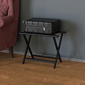 Krollen Industrial 24 1/2" x 15" x 20" Black Wood Folding Luggage Rack