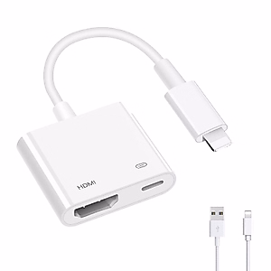rosyclo Lightning to HDMI Digital AV Adapter, MFi Certified 2K Screen Audio & Video Converter with Charging Cable Connector Compatible iPhone/iPad/iPod for HDTV,Monitor,Projector White