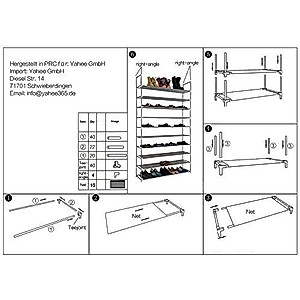 50 Pair Free Standing 10 Tier Shoe Tower Rack Storage Organizer