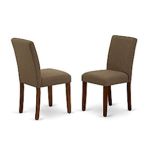 East West Furniture DOAB7-MAH-18 7 Piece Dining Set Consist of a Rectangle Dining Room Table with Butterfly Leaf and 6 Coffee Linen Fabric Upholstered Chairs, 42x78 Inch, Mahogany