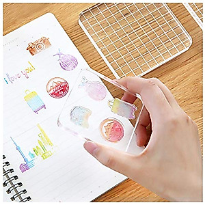 WeiMeet 6 Pieces Stamp Blocks Acrylic Clear Stamping Blocks Tools with Grid Lines for Scrapbooking Crafts Making