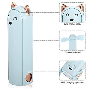 Homoyoyo Portable Fans 3pcs Blue Usb Travelling Charging Girls Stylish Summer Practical Mini Personal Design Rechargeable Foldable Outdoor Handheld Sports Portable Indoor Sky Handheld Fans