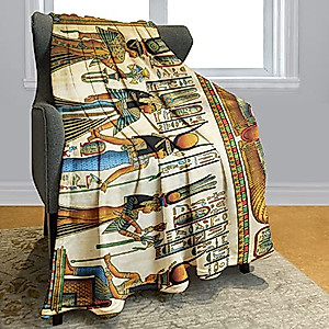 HommomH Fleece Blanket 60" x 80" Egyptian Decorative Papyrus Queen Nefertari Lightweight Fuzzy Cozy Soft Warm Throw for Men Women, Air Conditioning