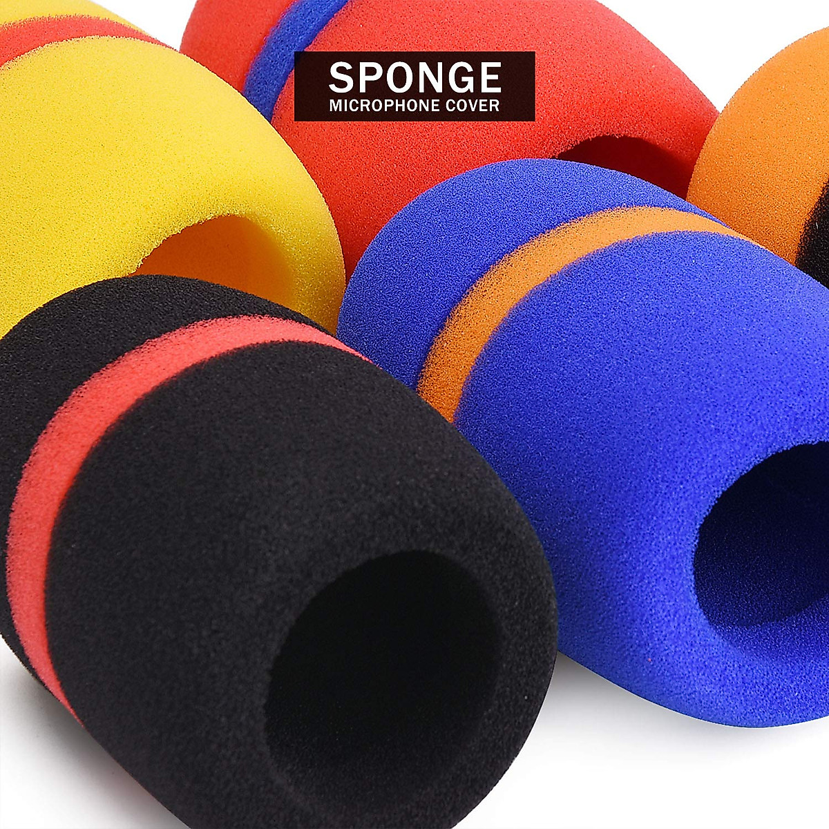 Facmogu 10 Pack Colorful Foam Mic Cover Handheld Microphone Windscreen, Foam Mic Windscreen with Color Ring for Mic Noise Reduction, Sponge Foam Cover Shield Protection for Most Standard Mic (5 Color)