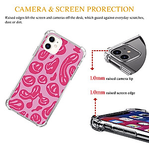 Ospavbinez Aesthetic Pink Trippy Smile Face Case Compatible with iPhone 11, Retro Vintage Hippie Melting Smile Face Case for iPhone 11 for Teens Men and Women, Cool TPU Bumper Phone Case Cover