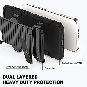 E-Tree Compatible with iPhone 14 Case for iPhone 13 Case Black, [with Crossbody Lanyard and Stand] [Shockproof] Protective Phone Cover for iPhone 13/14, Strap Around Neck