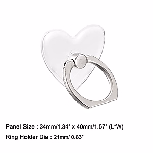 uxcell Transparent Phone Ring Holder, Clear Finger Grip Stand for Phone, Case, Tablet (Heart Shape)