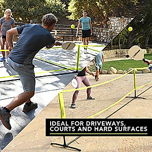 Triumph Sports 4 Square Pickleball Game Set Transforms to Regulation Pickleball Net, Includes 4 Square net, Wood Racket Paddles, Pickleballs, Boundary Markers, Metal Frame, Carry Bag