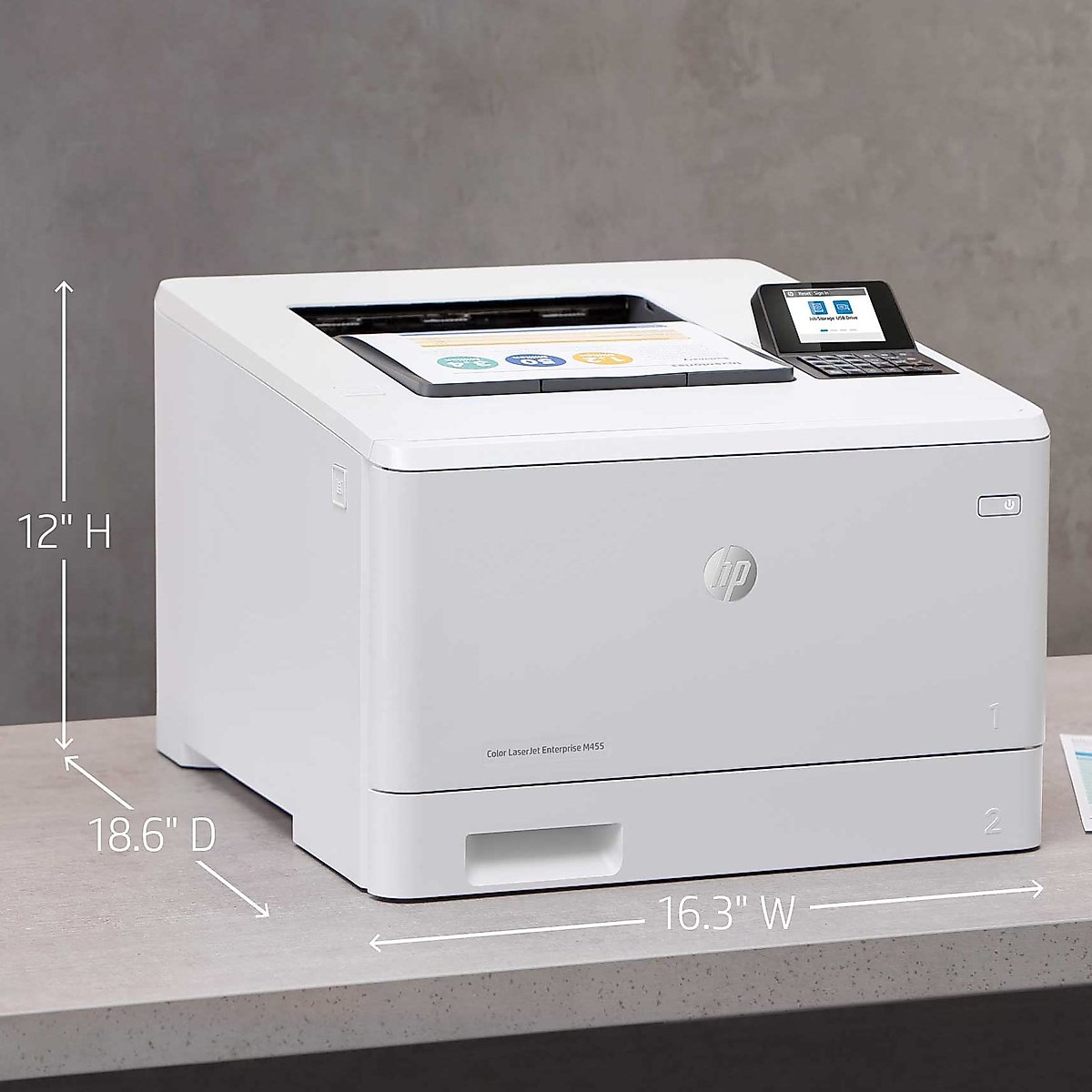 HP Laserjet Enterprise M455dnA Single-Function Wired Color Laser Printer for Home Office, White - Print only - 2.7" Touchscreen, 29 ppm, Automatic Duplex Printing, Ethernet, Cbmou External Webcam