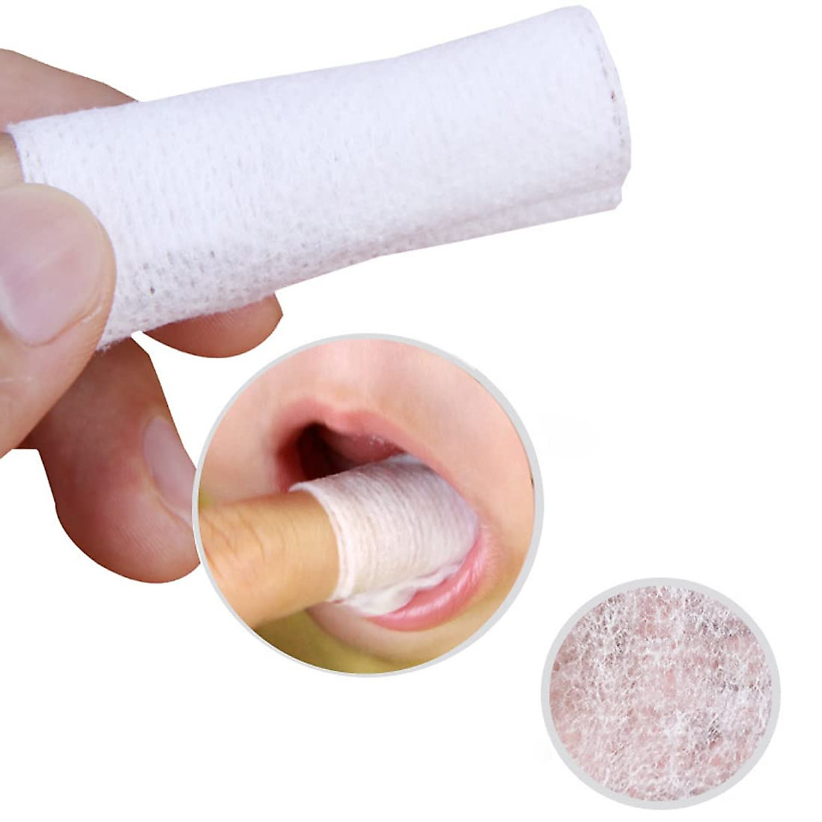 Engjajo 100Pcs Baby Disposable Gauze Toothbrush Teeth Soft Gauze Infant Finger Clean Oral Toothbrush 4 inches