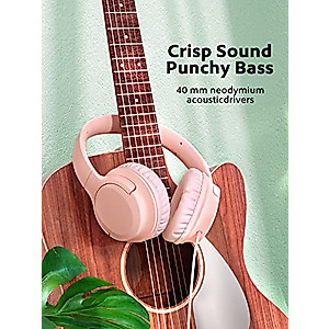 Calhuber Kids Headphones, K12 Foldable Children with Tangle-Free 3.5mm Jack Cord, Over-Ear Wired Headset for Children/Teens/Girls/Smartphones/School/Kindle/Airplane Travel/Plane/Tablet (Pink)