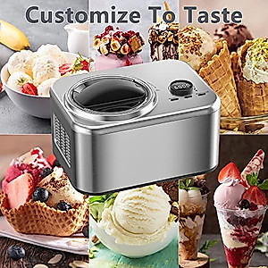 COWSAR Ice Cream Maker,1.6Quart Automatic Ice Cream Maker,No Pre-Freezing,Automatic Ice Cream Maker with Compressor,Frozen Yogurt Machine with Removable Ice Cream Bowl,Keep Cool Function