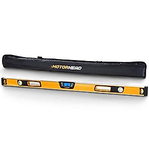 MOTORHEAD 48-Inch 0°-360° SMART DIGITAL Level, LCD Screen, Audible Alerts, Water, Dust & Shock Resistant, Magnetic Bottom, Includes Bag, High-Visibility, Solid-Milled Aluminum, USA-Based Support